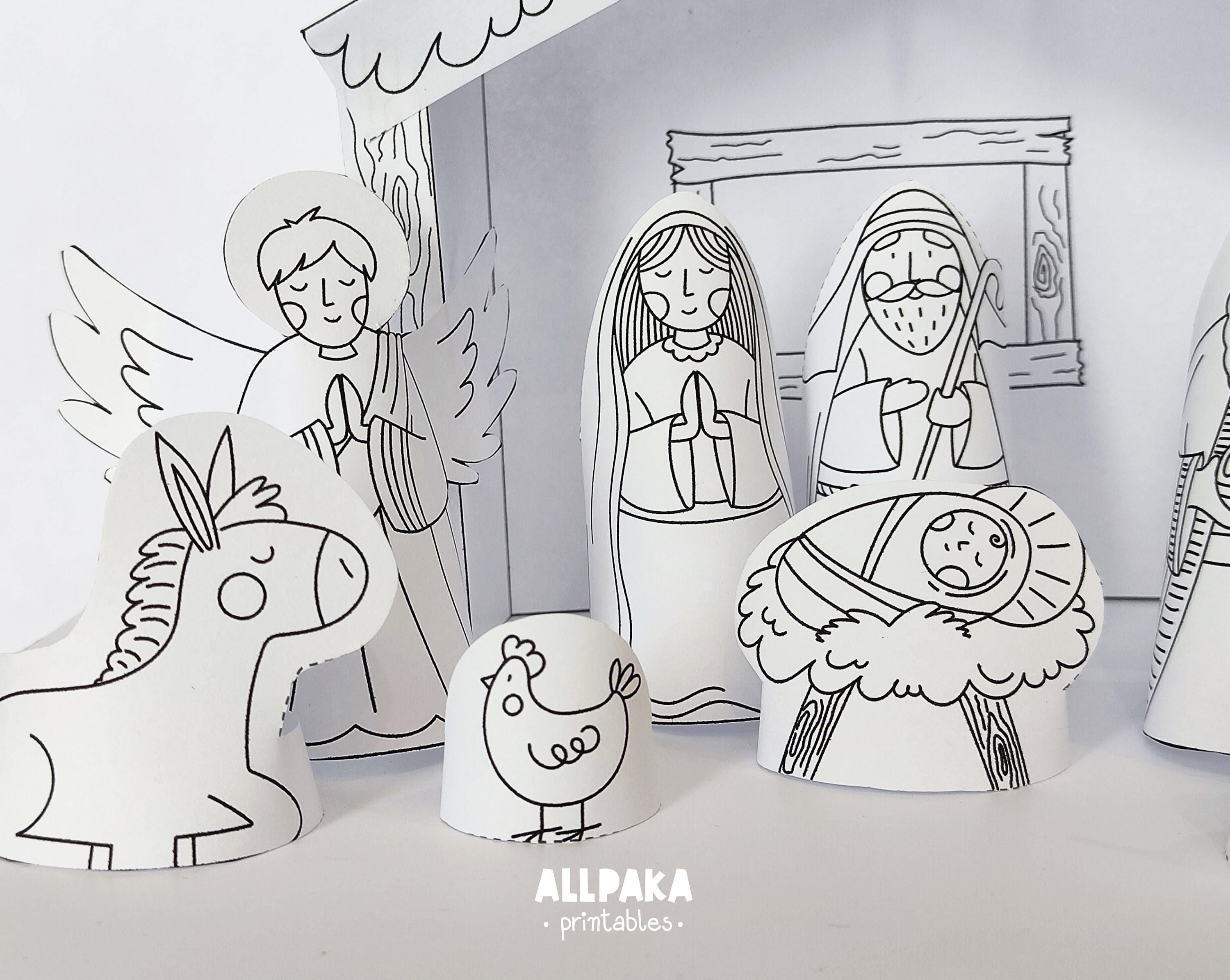 Christmas Nativity Scene Printable Paper Crafts for Kids to Coloring ...