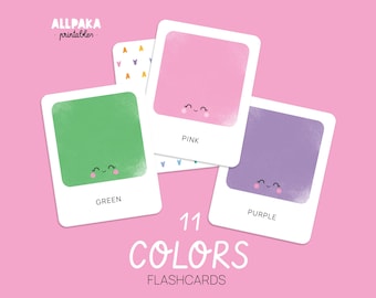 PRINTABLE 12 Color Flashcards, Montessori Cards, Pre-school Cards ...
