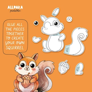 Cut & Glue Printable, Squirrel Paper Craft, Color and Build, Coloring ...