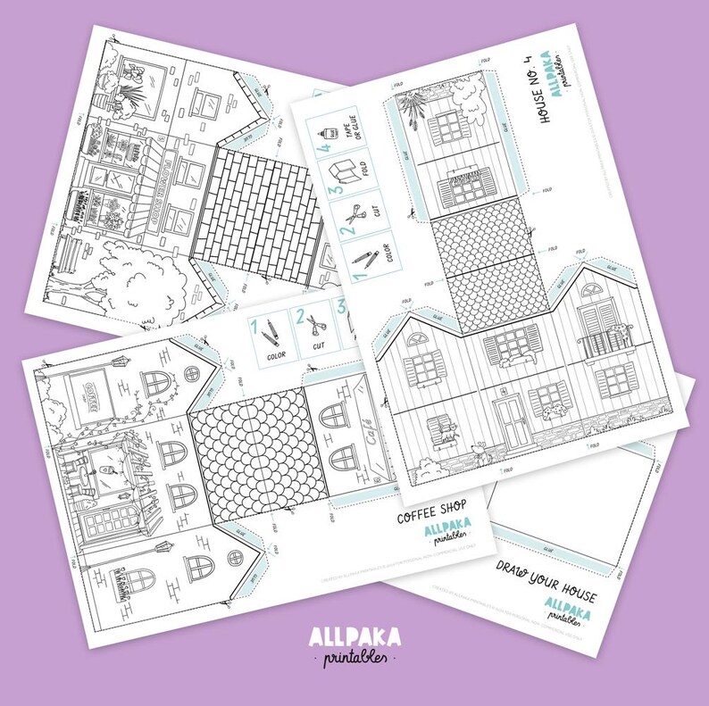 Paper Houses, Printable Activity Sheets, Creative Art Activity for Kids ...