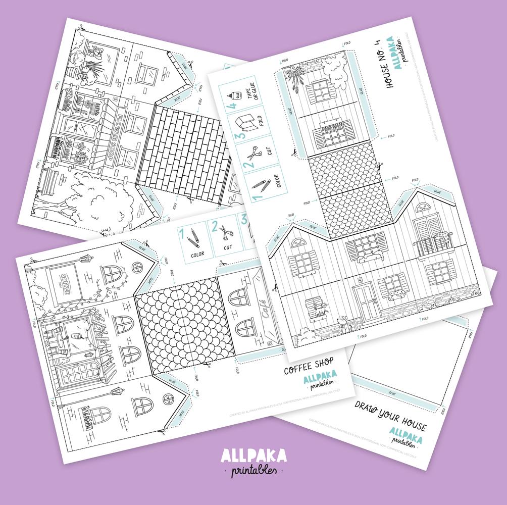 Paper Houses, Printable Activity Sheets, Creative Art Activity for Kids ...