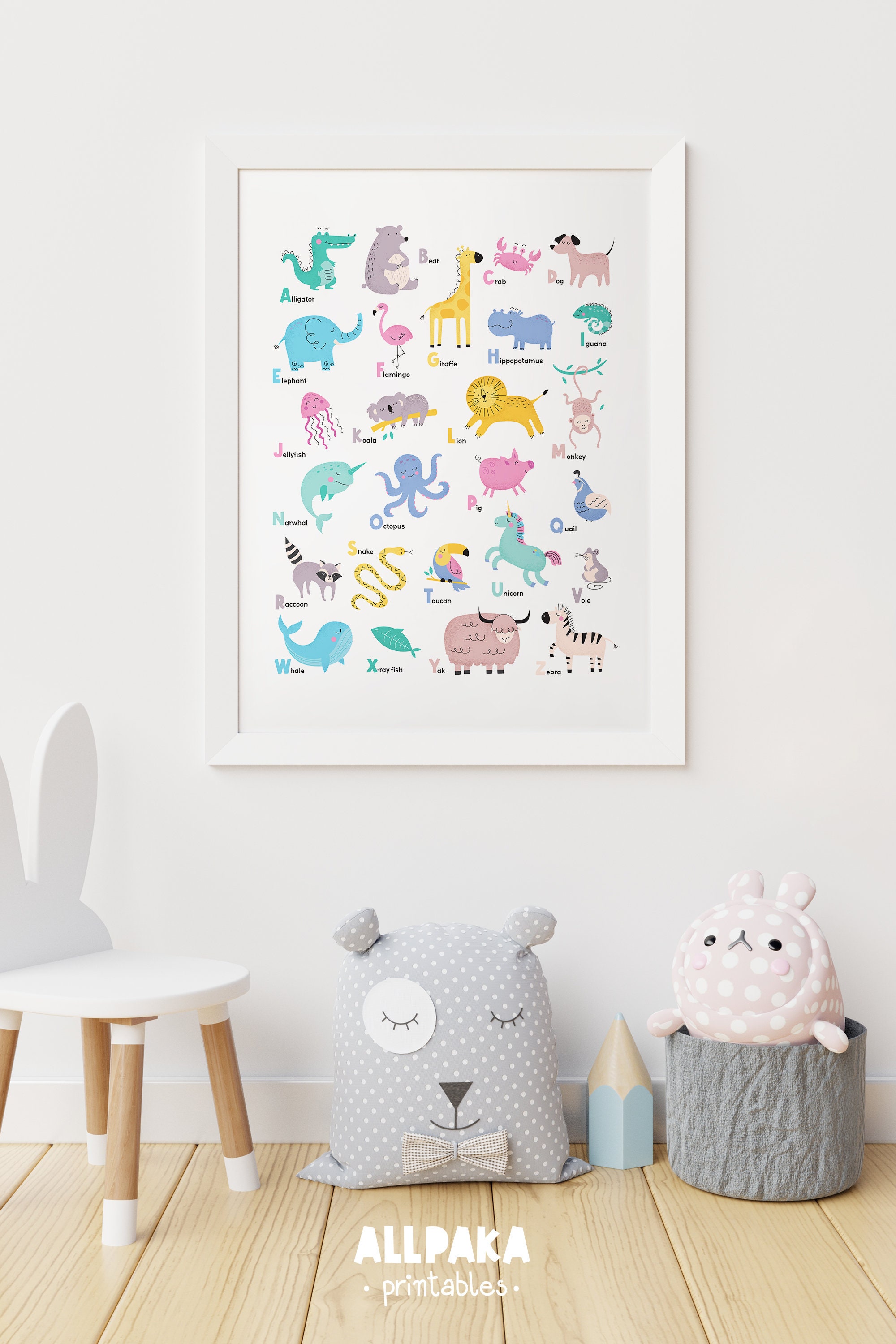 Animal Alphabet Poster, ABC Poster, Nursery Decor, Kid's Room Decor ...