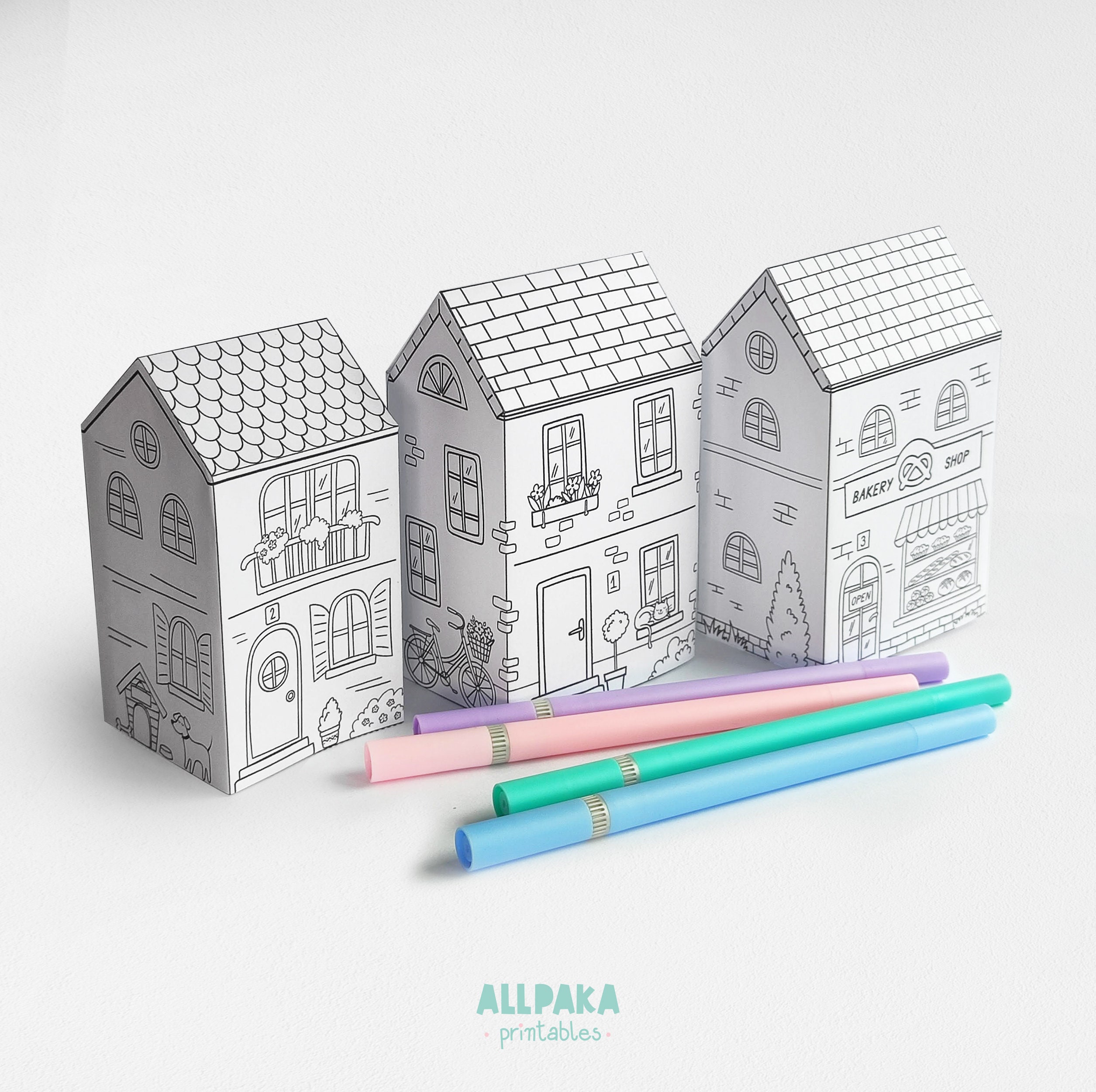 Paper Houses, Printable Activity Sheets, Creative Art Activity for Kids ...