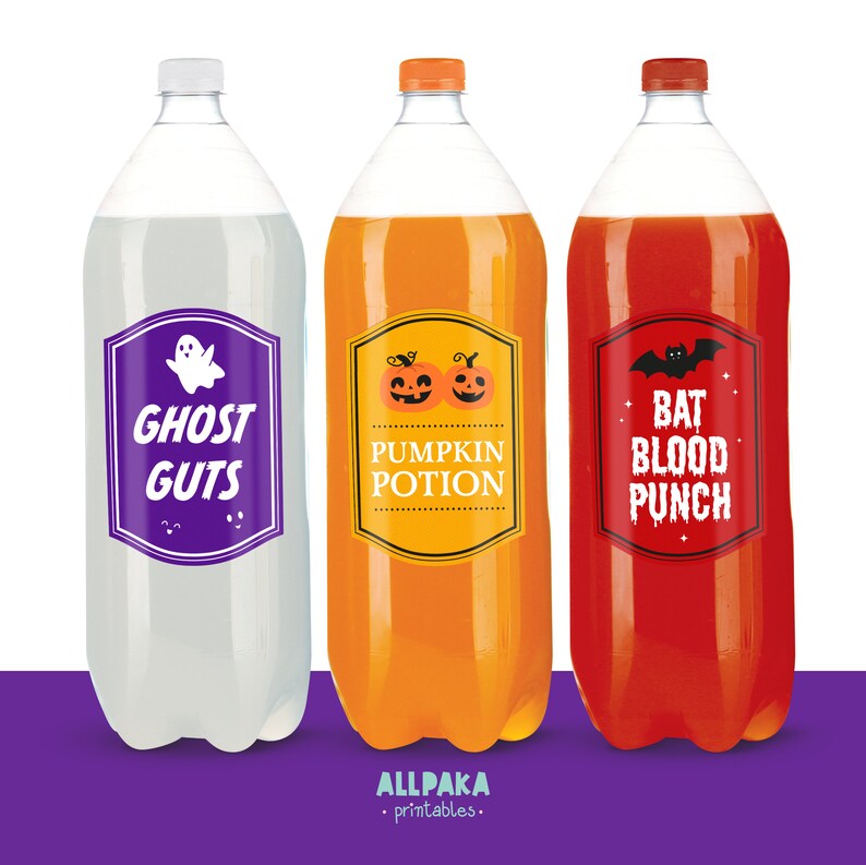Halloween Labels for Kids, Set of 8 Printable Soda Labels, INSTANT ...