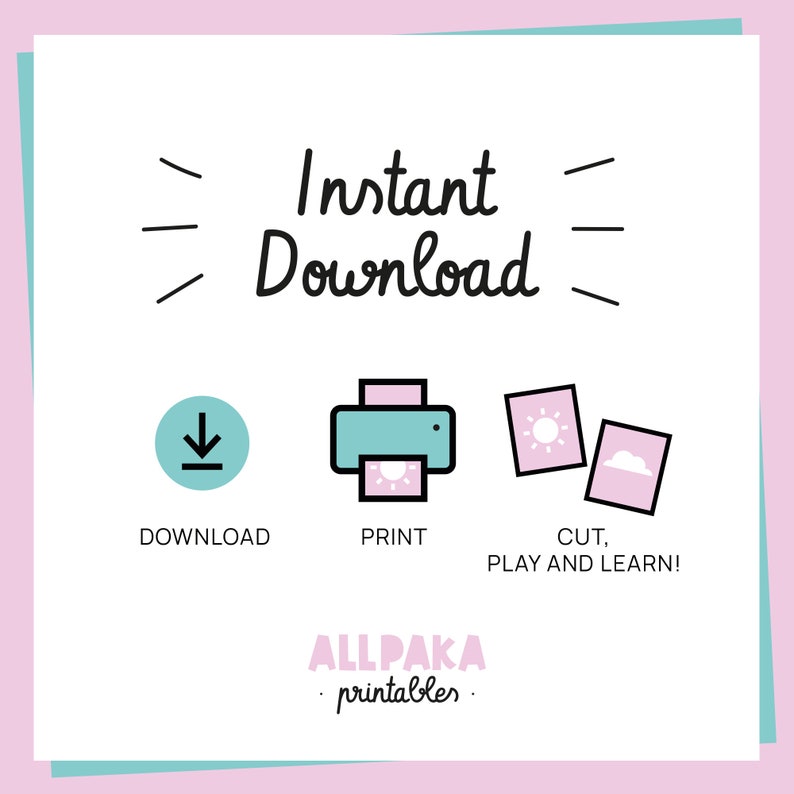 18 Weather Cards, Montessori Flashcards, Pre-school Cards, Educational ...