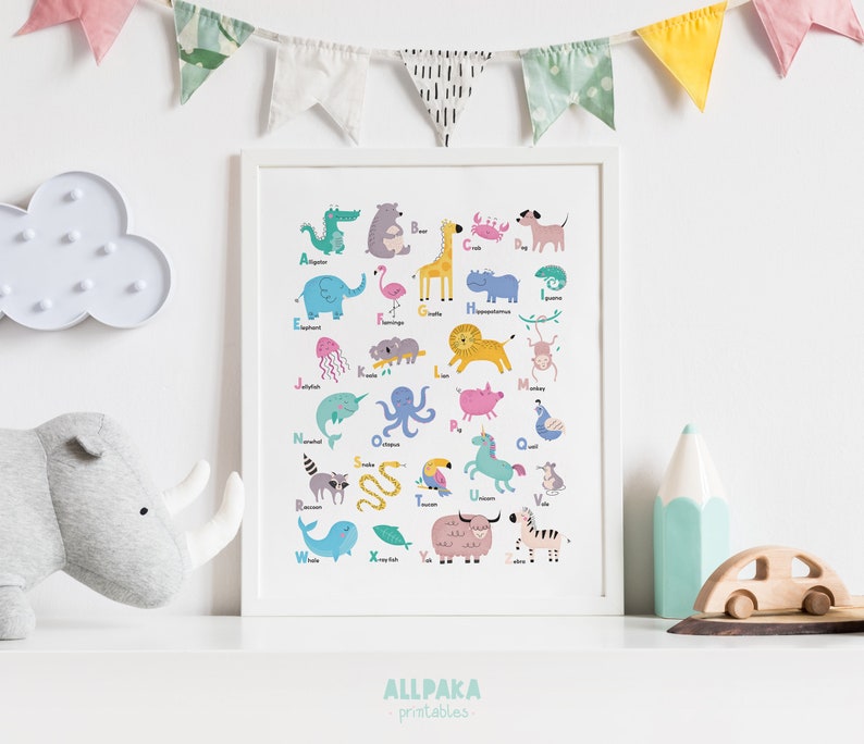Animal Alphabet Poster, ABC Poster, Nursery Decor, Kid's Room Decor ...