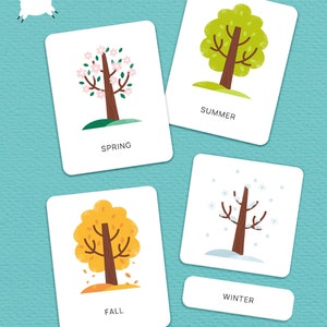 Seasons Cards, Montessori Flashcards, Pre-school Cards, Educational ...