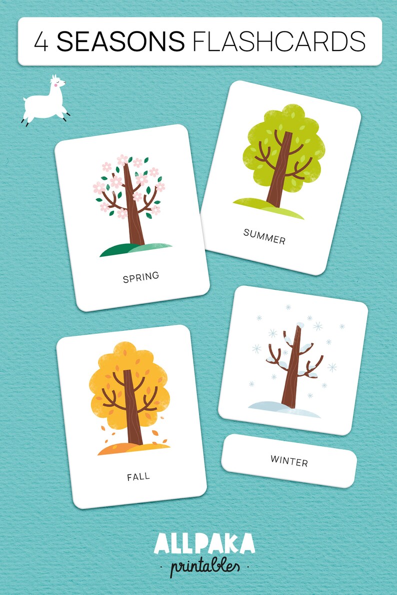 Seasons Cards, Montessori Flashcards, Pre-school Cards, Educational ...