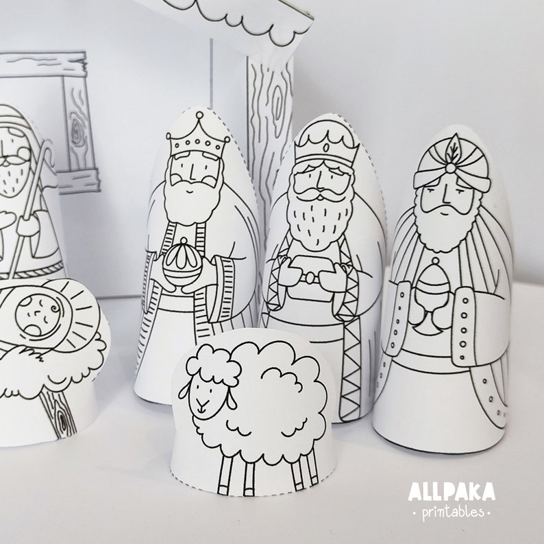Christmas Nativity Scene Printable Paper Crafts for Kids to Coloring ...