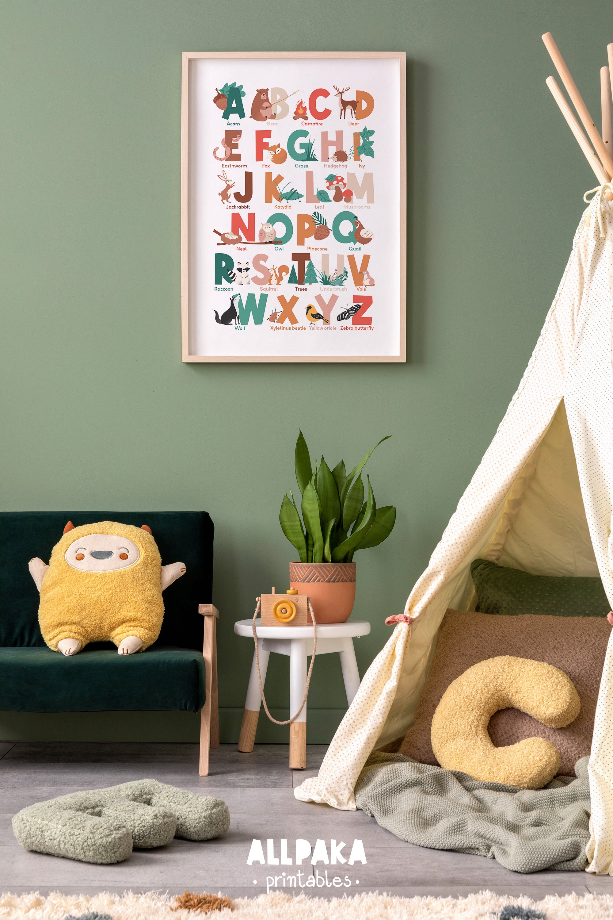 Woodland Alphabet Poster, ABC Poster, Nursery Decor, Kids Room Decor ...