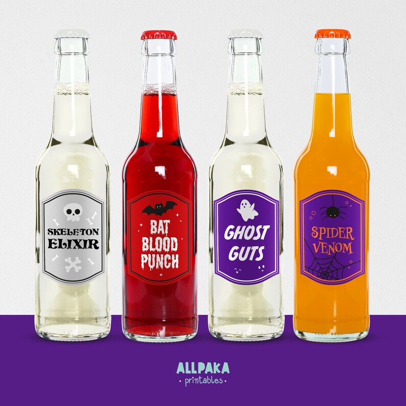 Halloween Labels for Kids, Set of 8 Printable Soda Labels, INSTANT ...
