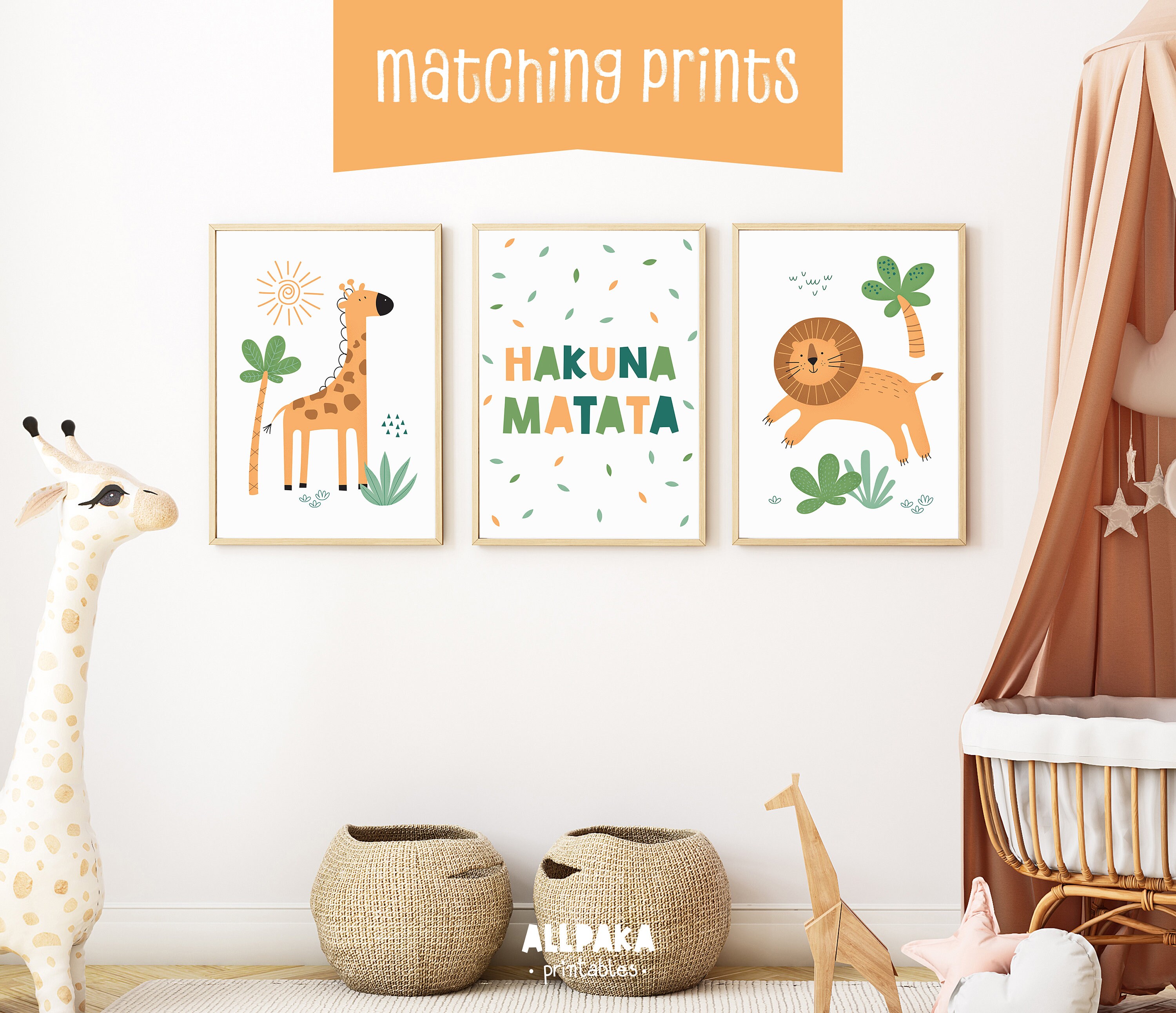 Giraffe Wall Art, Safari Animal Printable, Jungle Wall Art, Child ...