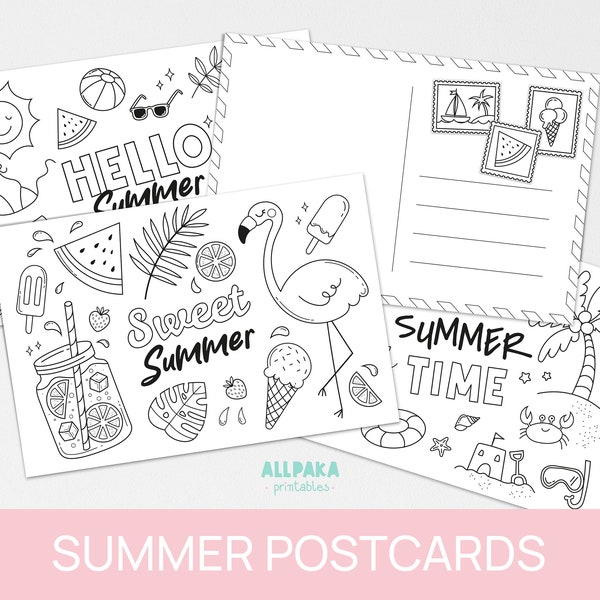 Coloring Postcards - Etsy