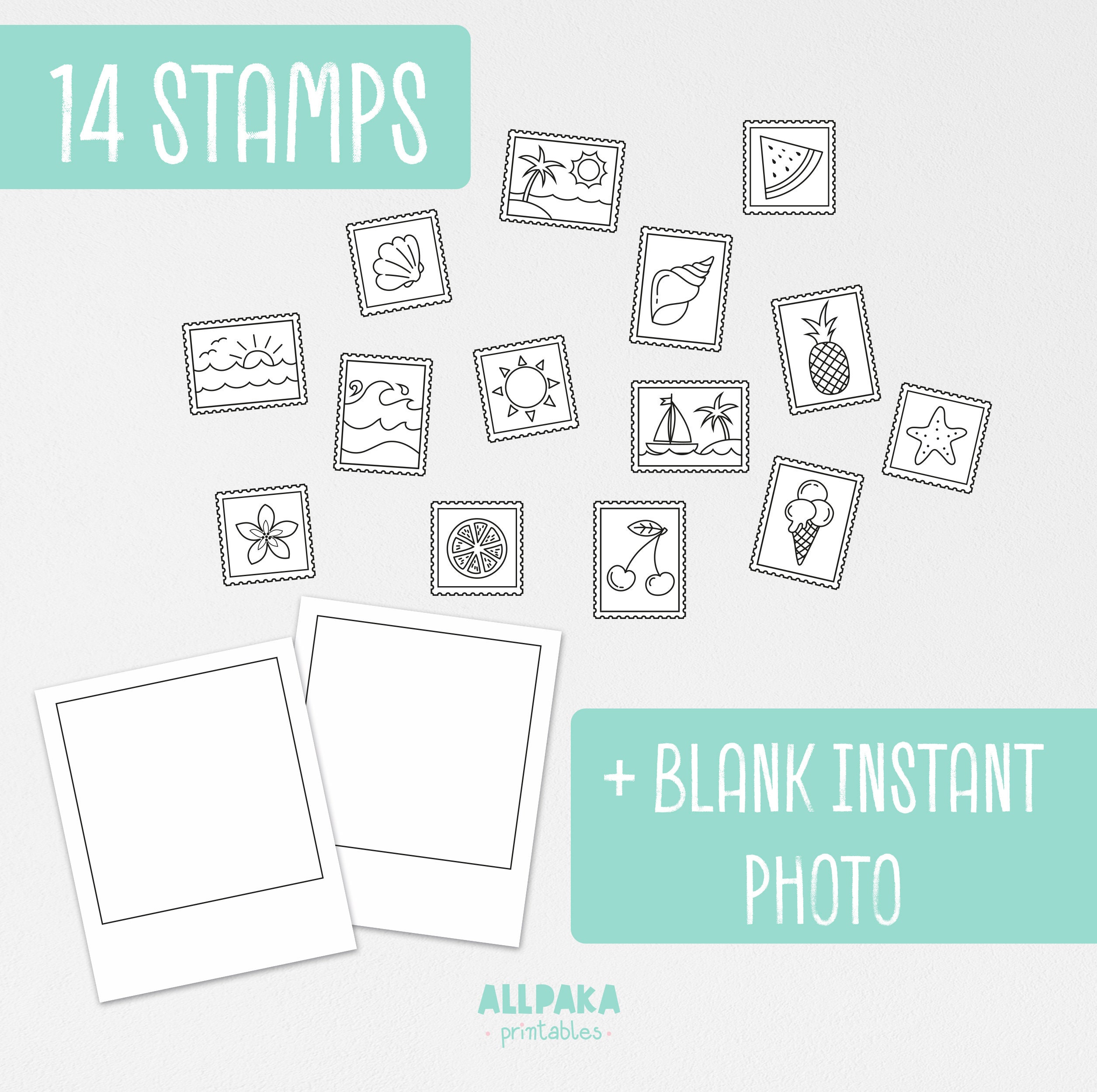 Summer Coloring Pages, Coloring Postcards With Stamps, Printable for ...
