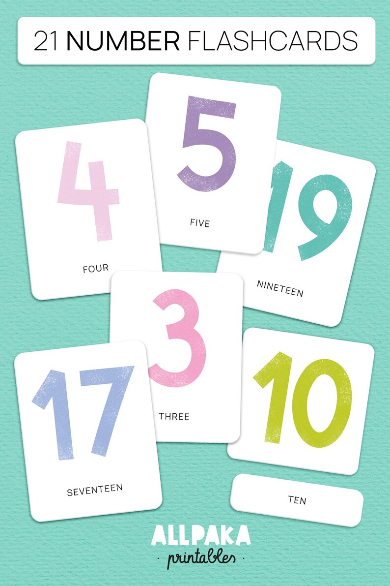 0-20 Numbers Cards, Montessori Flashcards, Pre-school Cards ...