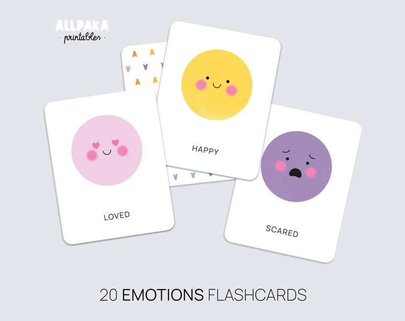 Emotions Cards, Montessori Flashcards, Pre-school Cards, Educational ...