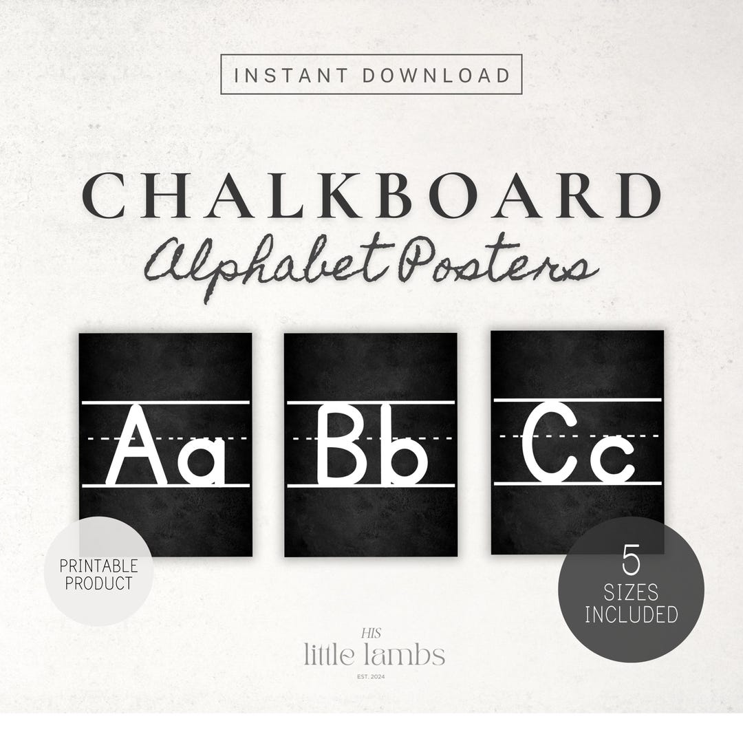 Classroom Alphabet Posters Bundle – Chalkboard ABC Cards in 4 Sizes ...