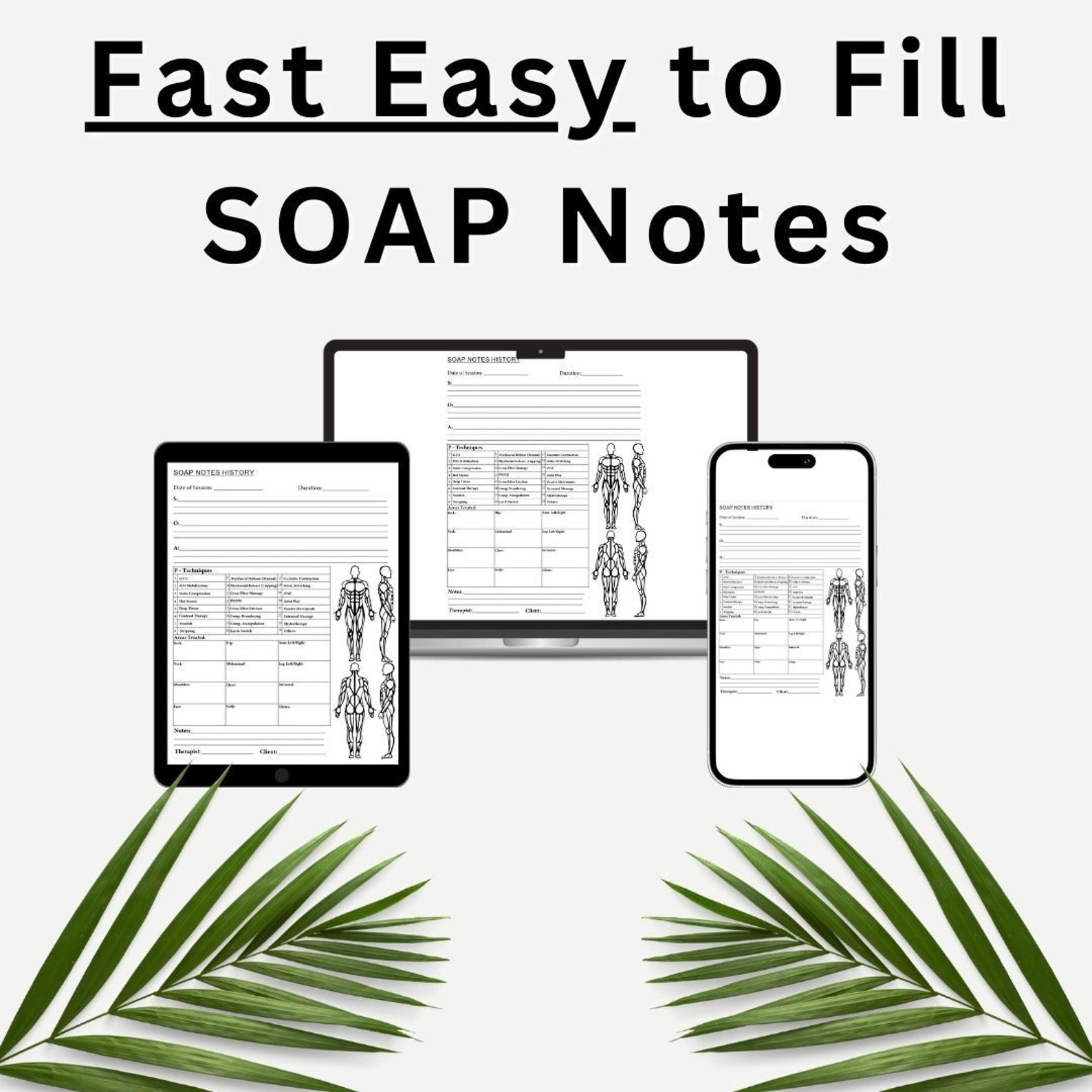 Fast Easy to Fill SOAP Notes Massage Therapist + Free PDF Fillable Form ...