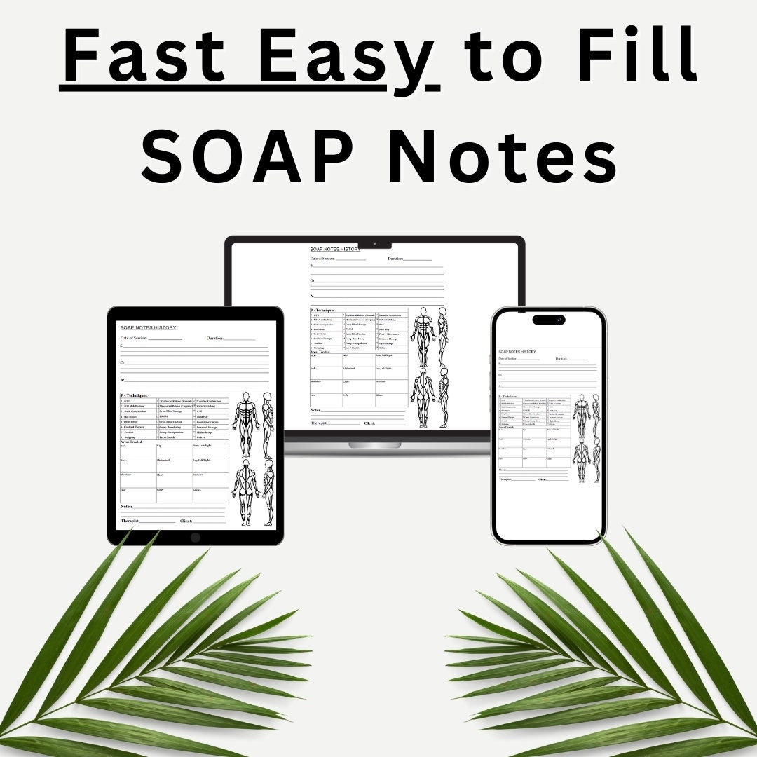 Fast Easy to Fill SOAP Notes Massage Therapist + Free PDF Fillable Form ...