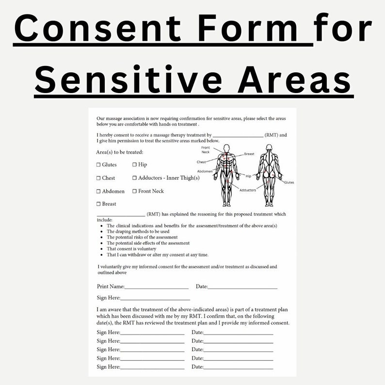 Consent Form for Sensitive Areas Massage Therapist RMT - Etsy