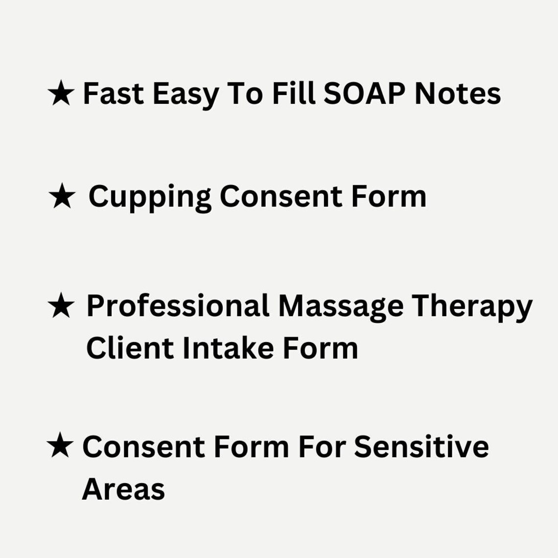 Bundle of Massage Therapy Forms - SOAP Notes, Sensitive Areas Consent ...
