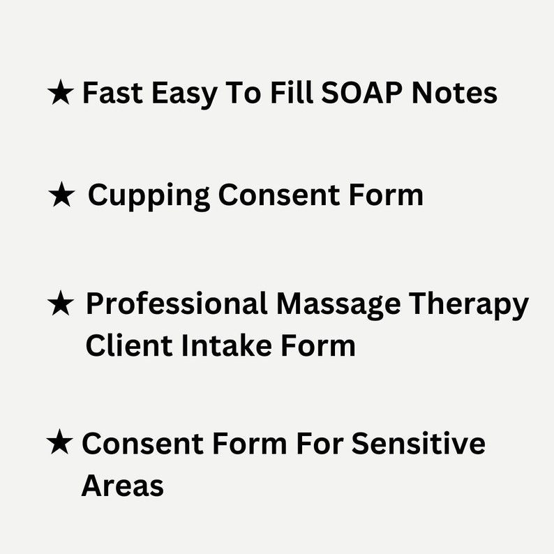 Massage Therapy Forms Bundle – Intake, SOAP Notes, Cupping (PDF ...