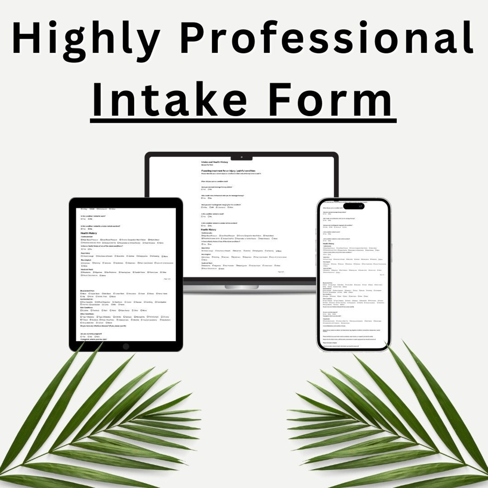 Professional Massage Therapy Client Intake Form + Free PDF Fillable ...