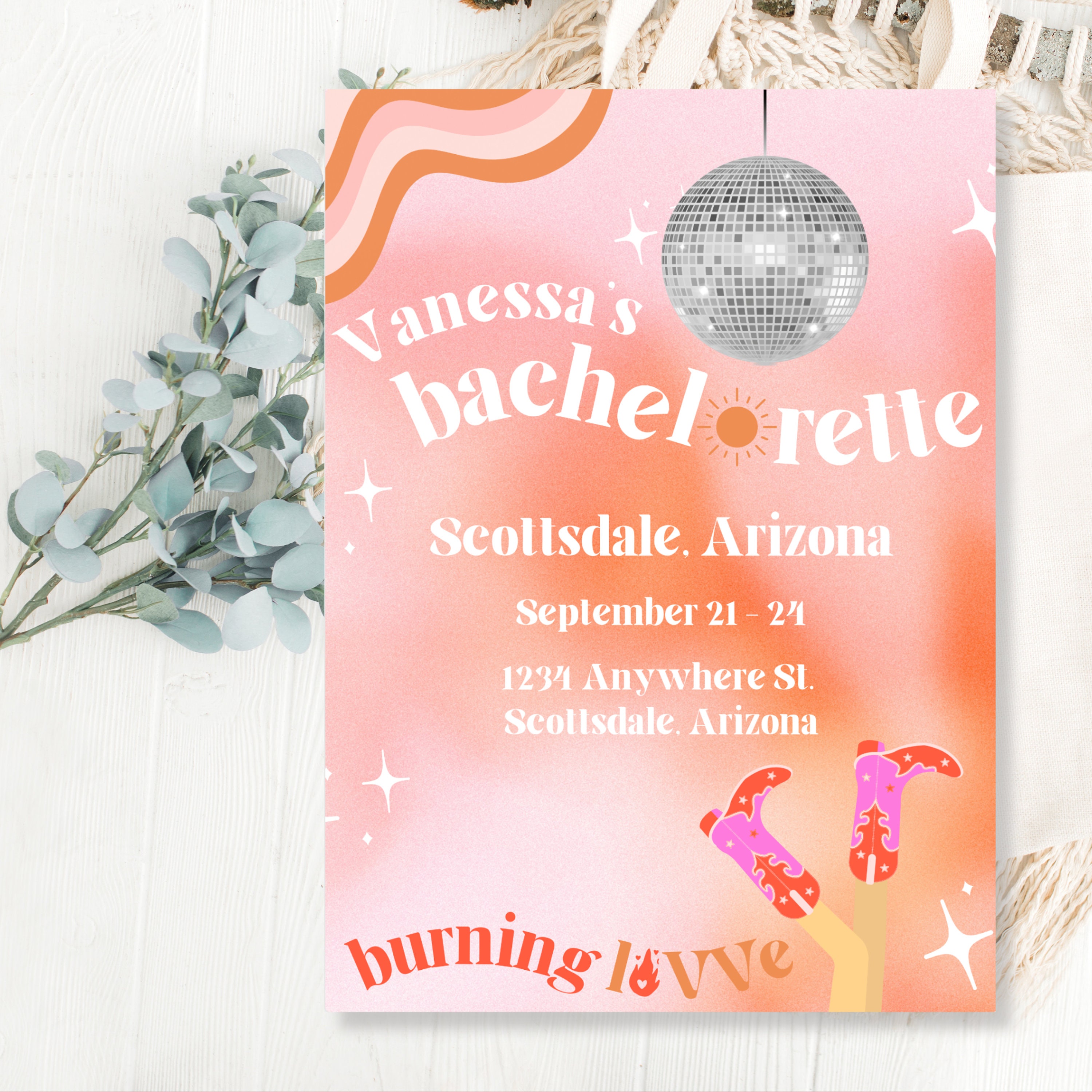 Printable Sunset BACHELORETTE, Disco Bachelorette Itinerary ...