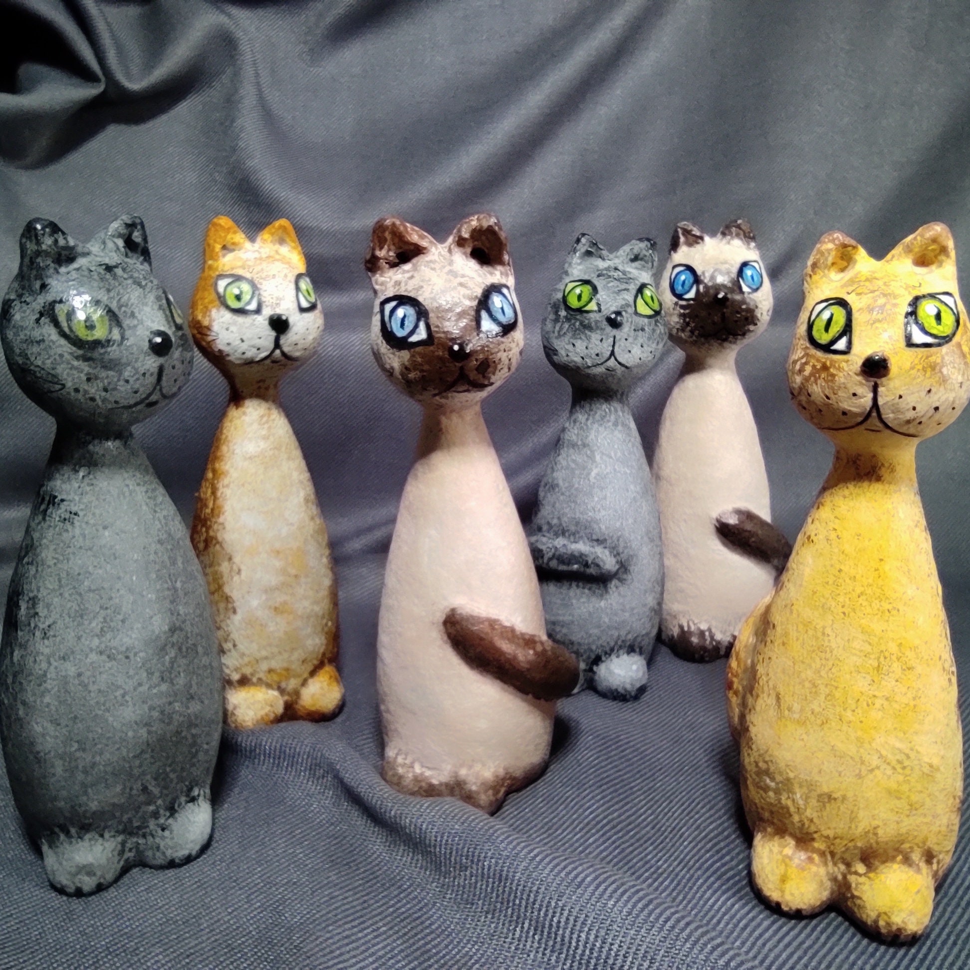 Enchanting Cat Papier Mache Art: Handcrafted With Love - Etsy