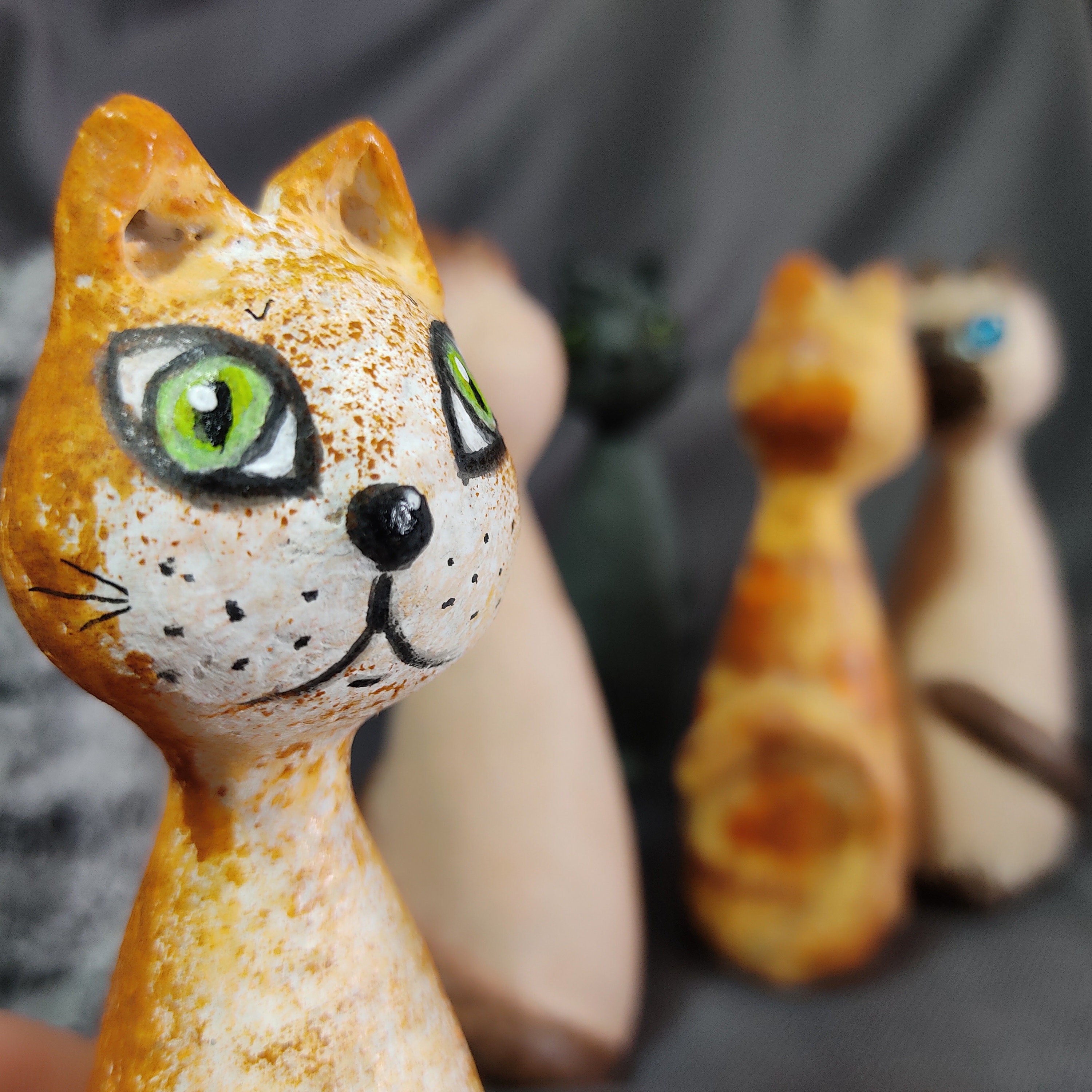 Enchanting Cat Papier Mache Art: Handcrafted With Love - Etsy