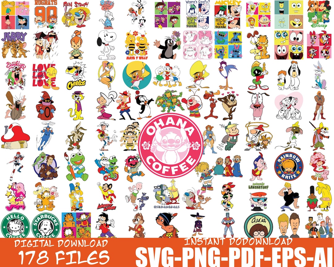 Cartoon SVG Bundle Popular Cartoon Characters 80s 90s 2000s Cartoon ...