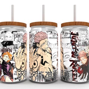 50 Designs | Anime 16 Oz Glass Can Wrap | Libbey Glass Cup Wrap PNG ...