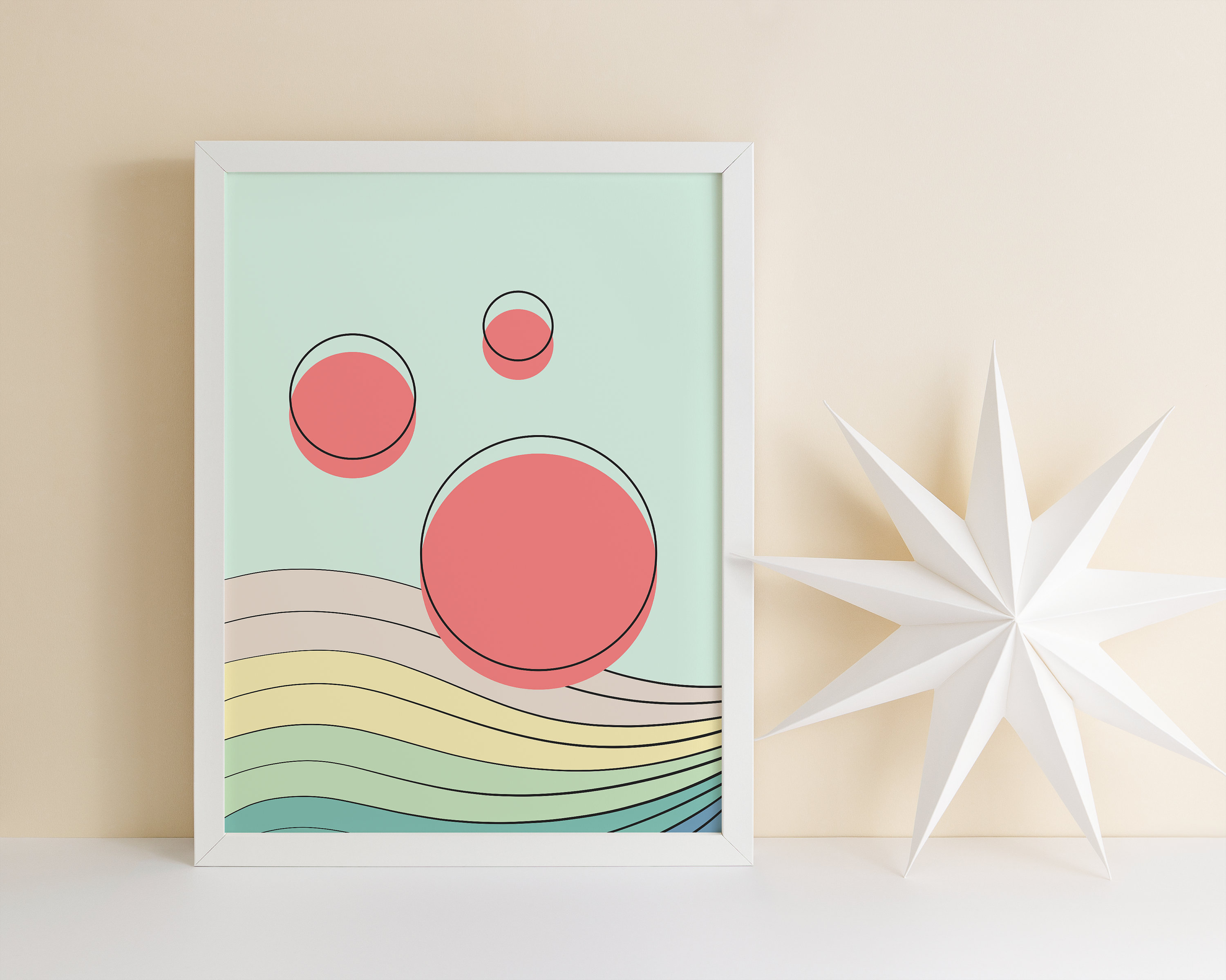 Mid Century Modern Circle Art DIGITAL PRINT Retro Poster - Etsy