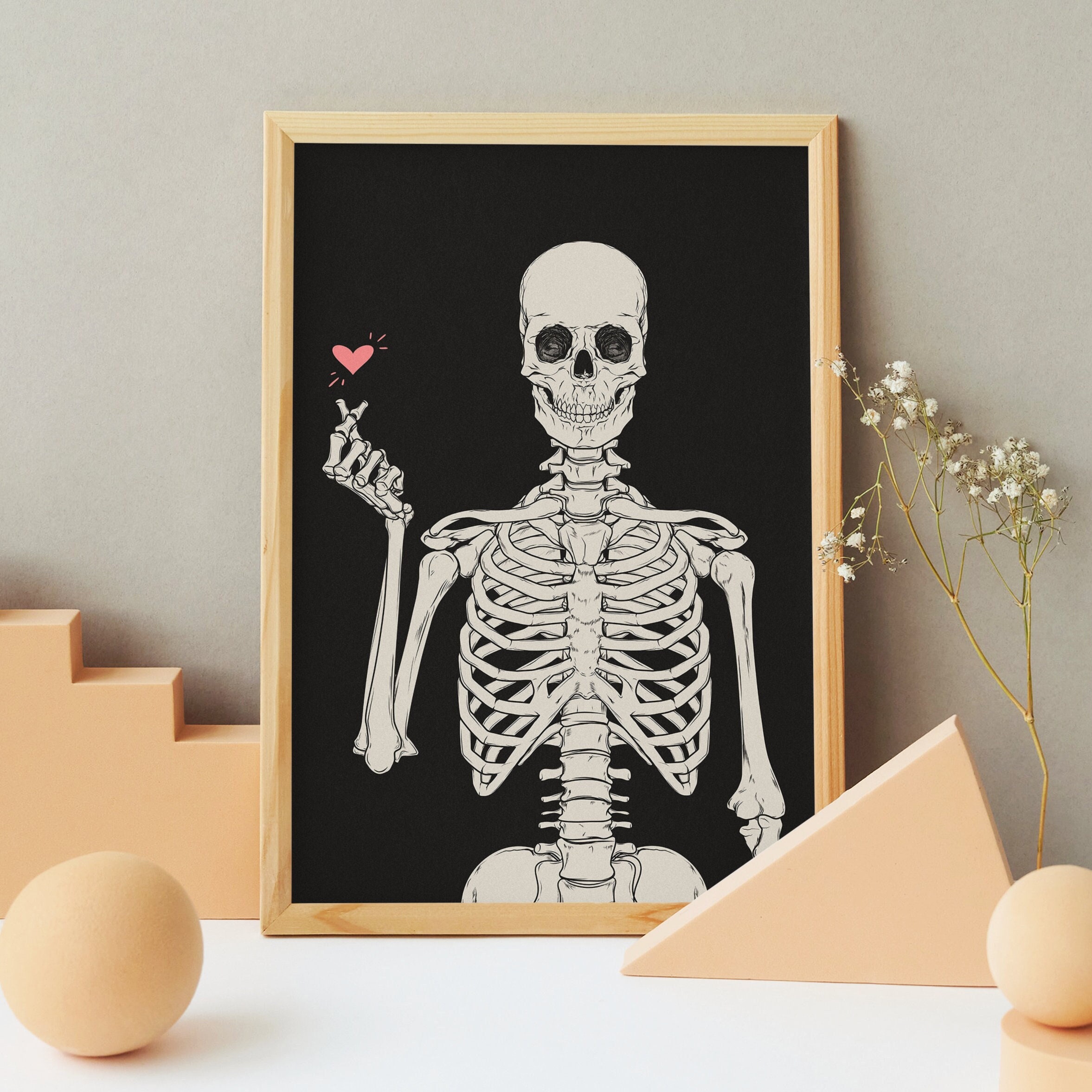 Skeleton Finger Heart Halloween Poster DIGITAL PRINT - Etsy