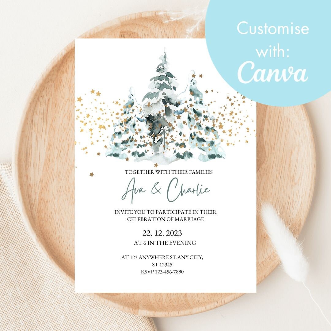 Winter Wedding Invite, Wedding Invitation, Christmas Wedding Invite ...