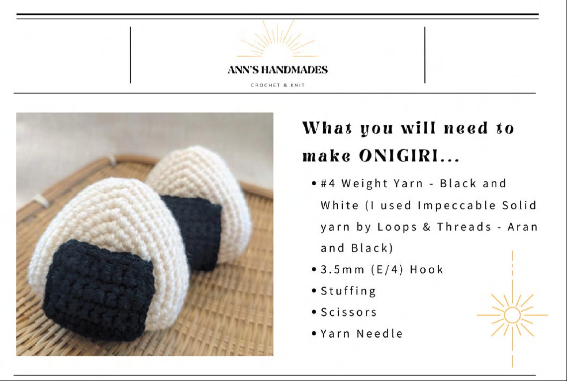 PDF: Chubby ONIGIRI Crochet Pattern - Japanese Rice Ball, Amigurumi - Etsy