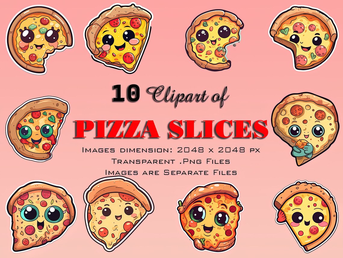 10 PIZZA SLICES - CLIPART With Transparent Background - Etsy
