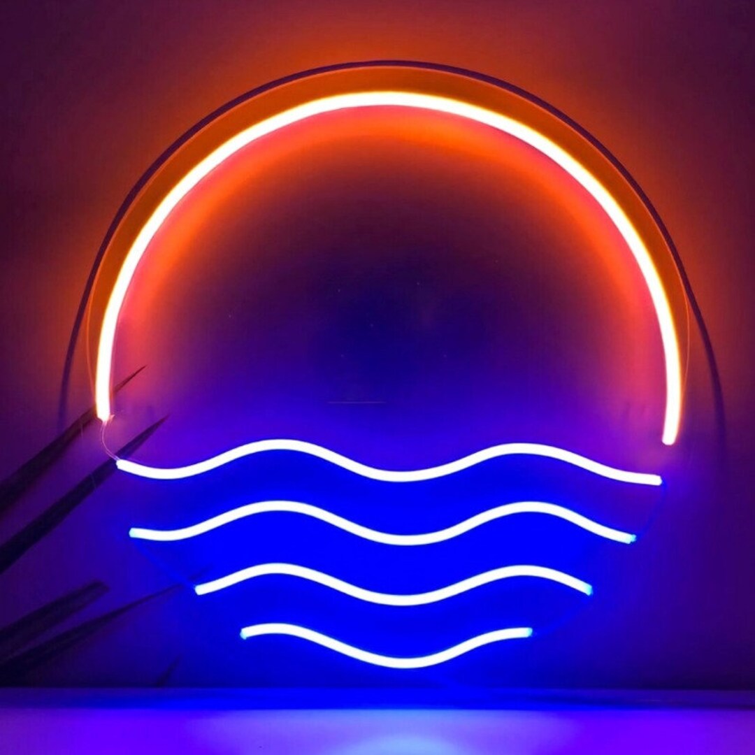 Sunrise Sunset Neon Sign Retro Sun Wave Neon Sign Bedroom - Etsy