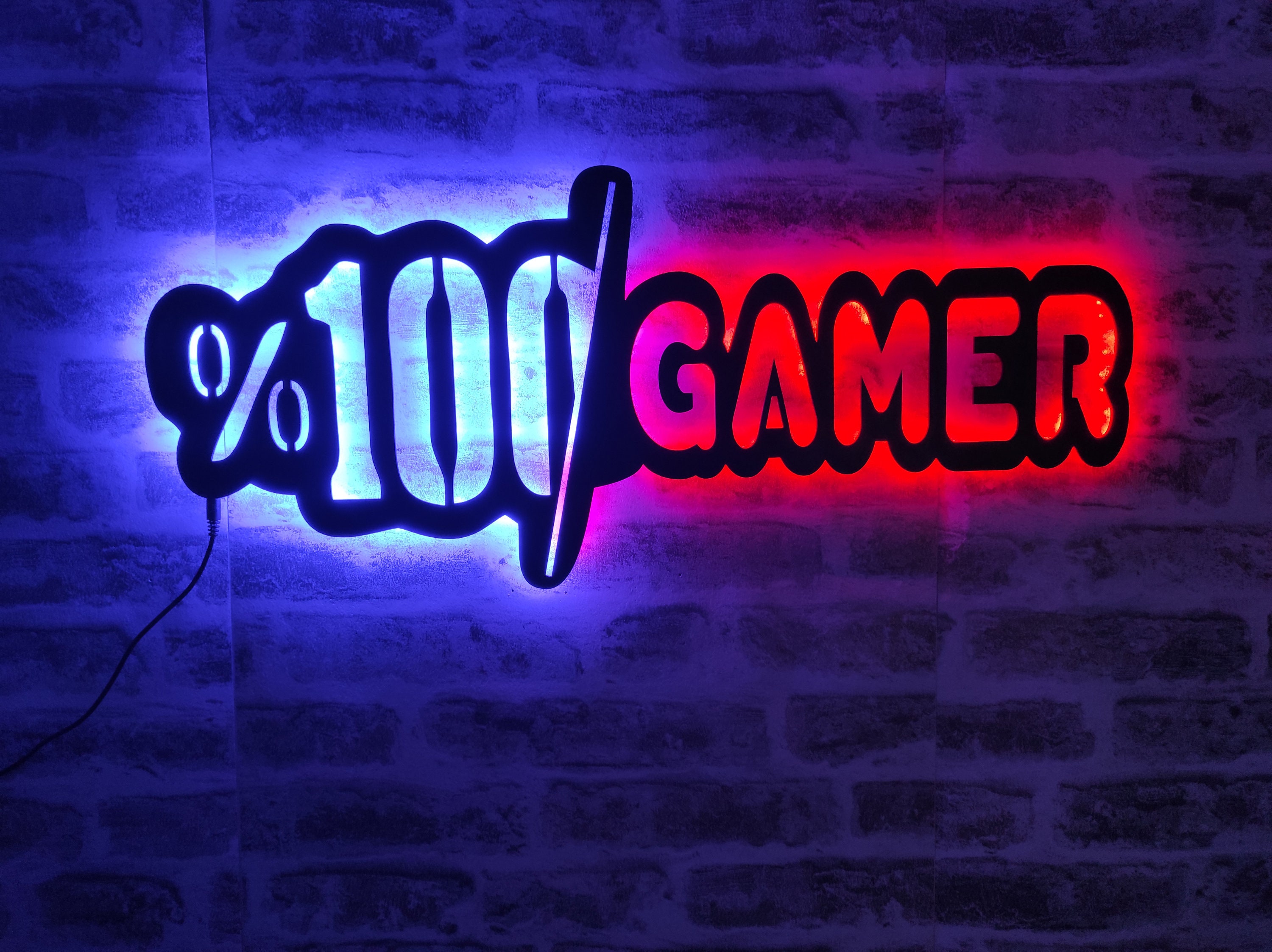 100% Gamer Led Sign Gamer Wall Decor Gamer Zone Gamer Room - Etsy
