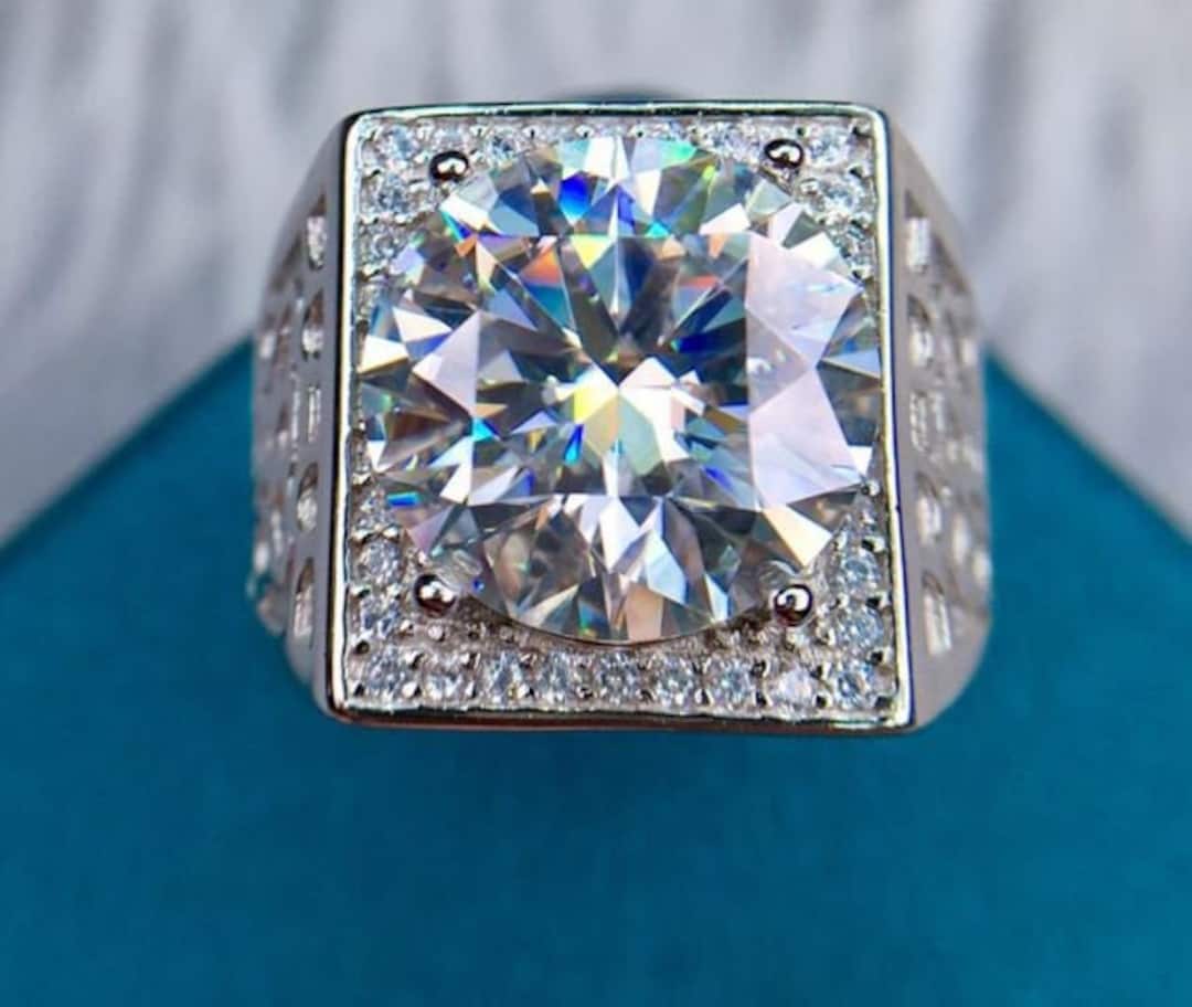 5ct Man Moissanite Ring, Big Moissanite Ring,d Color VVS Moissanite ...