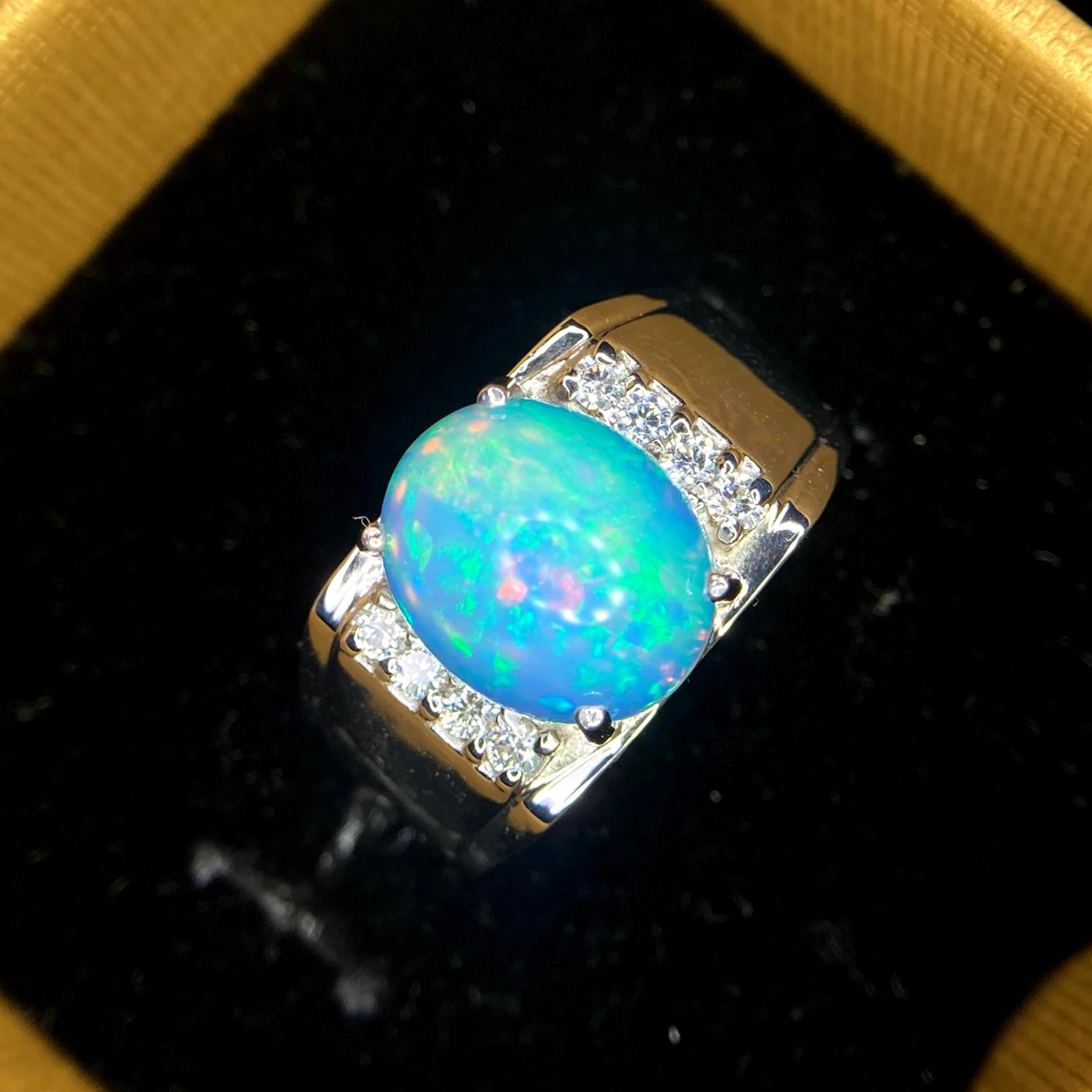 Opal Men's Ring,925 Sterling Silver Natural Opal Engagement Ring ...