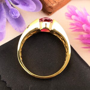 14k Solid Gold Ruby Wedding Band for Man, Ruby Engagement Ring for Men ...