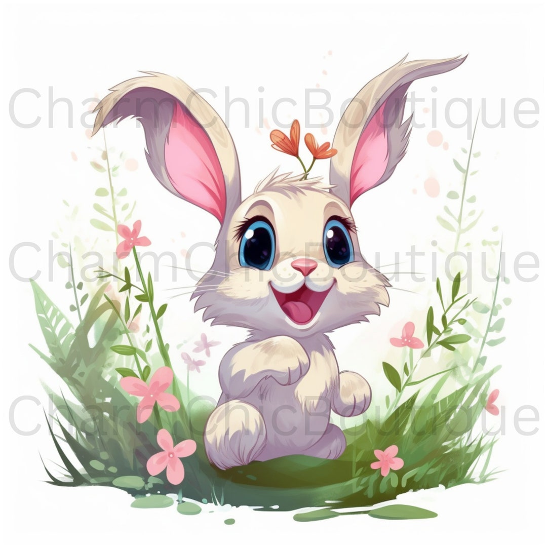 Cute Bunny Flower Watercolor Sublimation PNG / SVG, Cute Animals ...