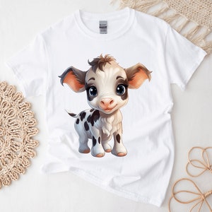 Cute Sitting Cow Transparent Clipart Kids Cartoon Design Sublimation ...