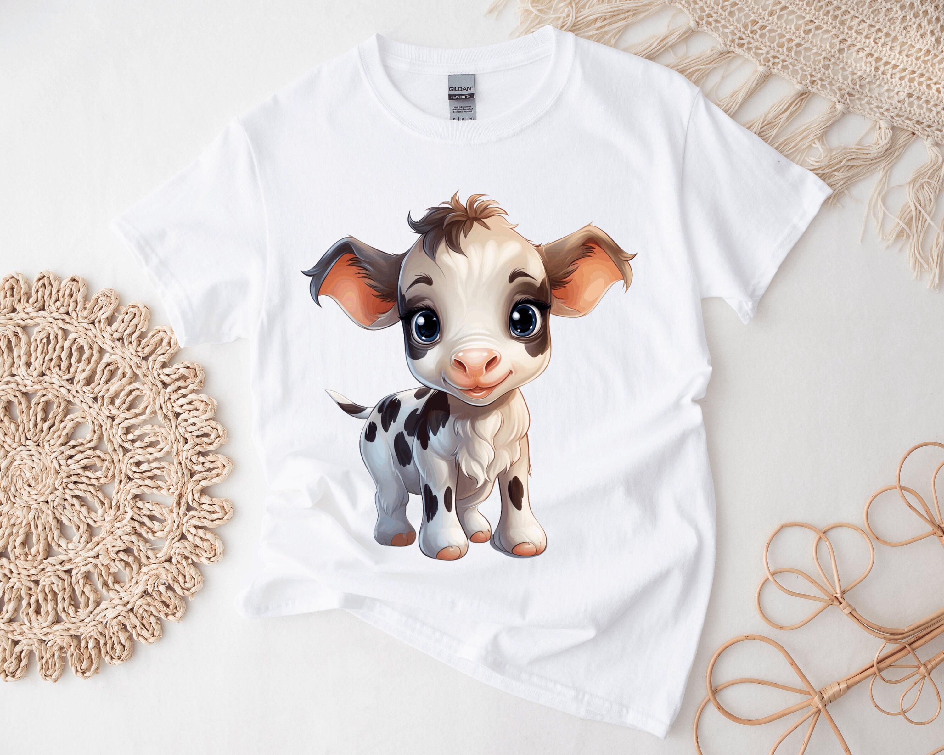 Cute Sitting Cow Transparent Clipart Kids Cartoon Design Sublimation ...