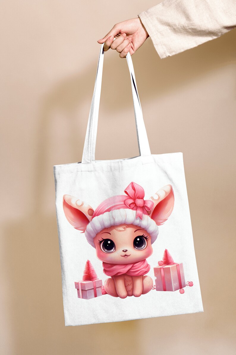 Christmas Deer, Cute Pink Baby Christmas Reindeer Clipart PNG / SVG ...