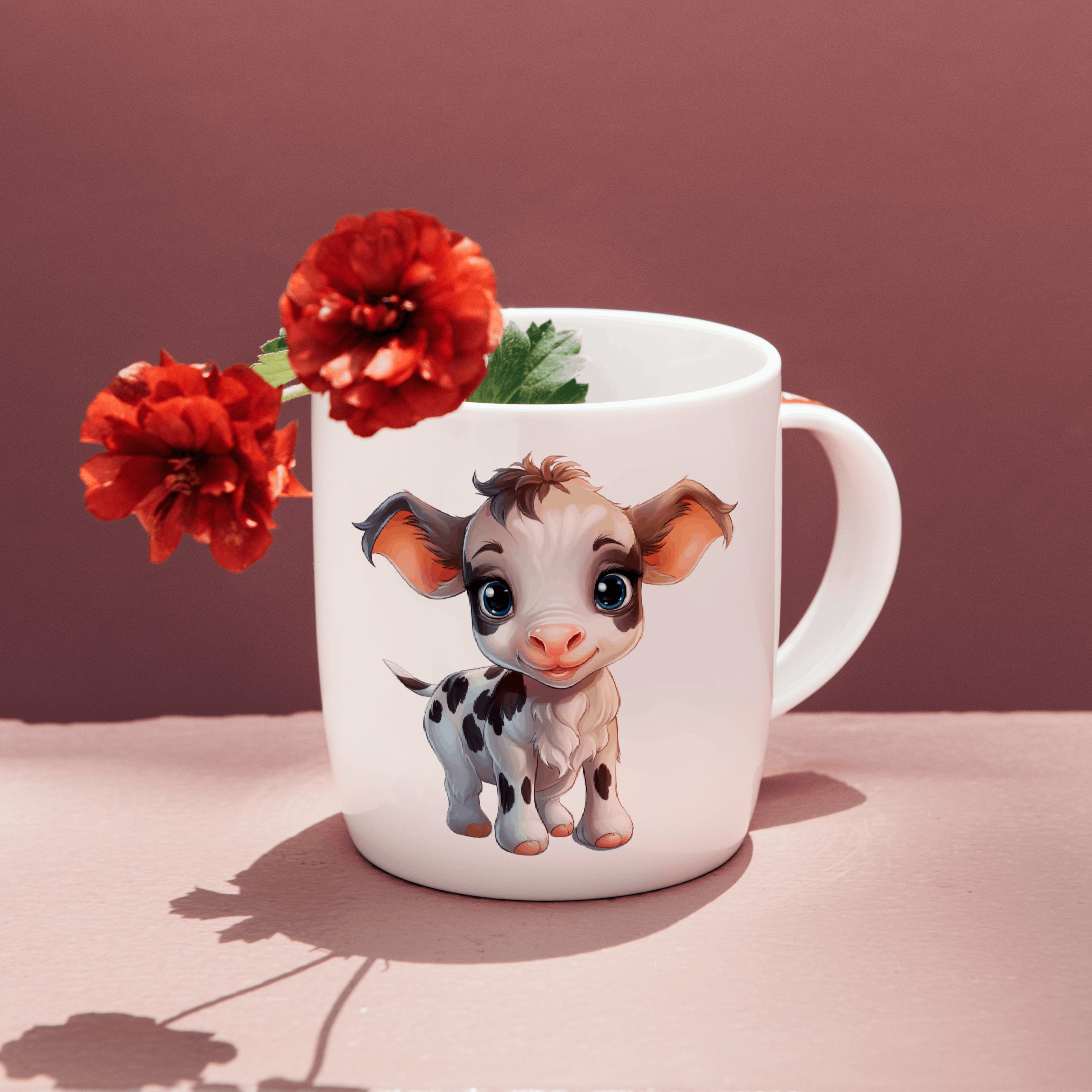 Cute Sitting Cow Transparent Clipart Kids Cartoon Design Sublimation ...