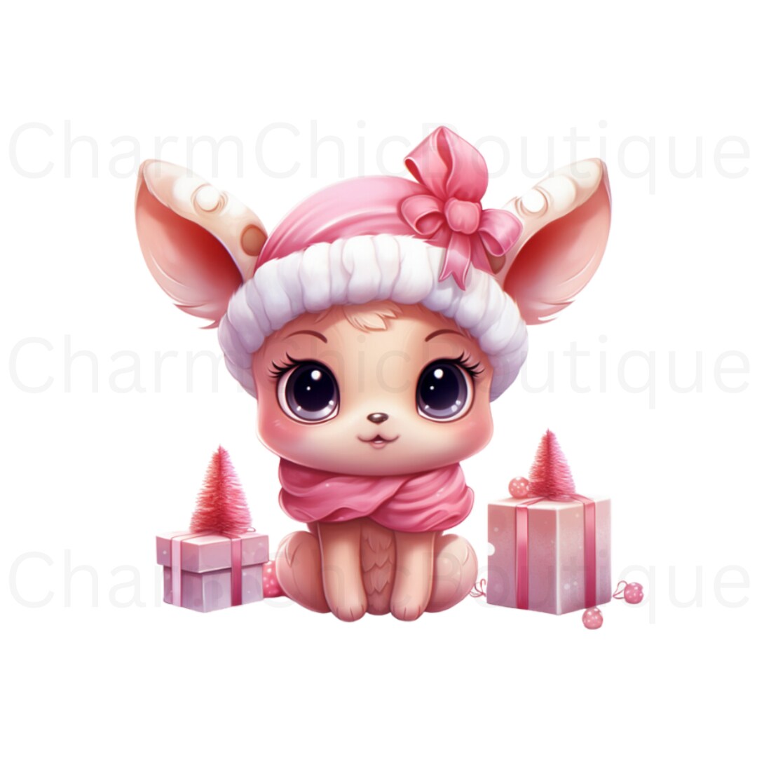 Christmas Deer, Cute Pink Baby Christmas Reindeer Clipart PNG / SVG ...