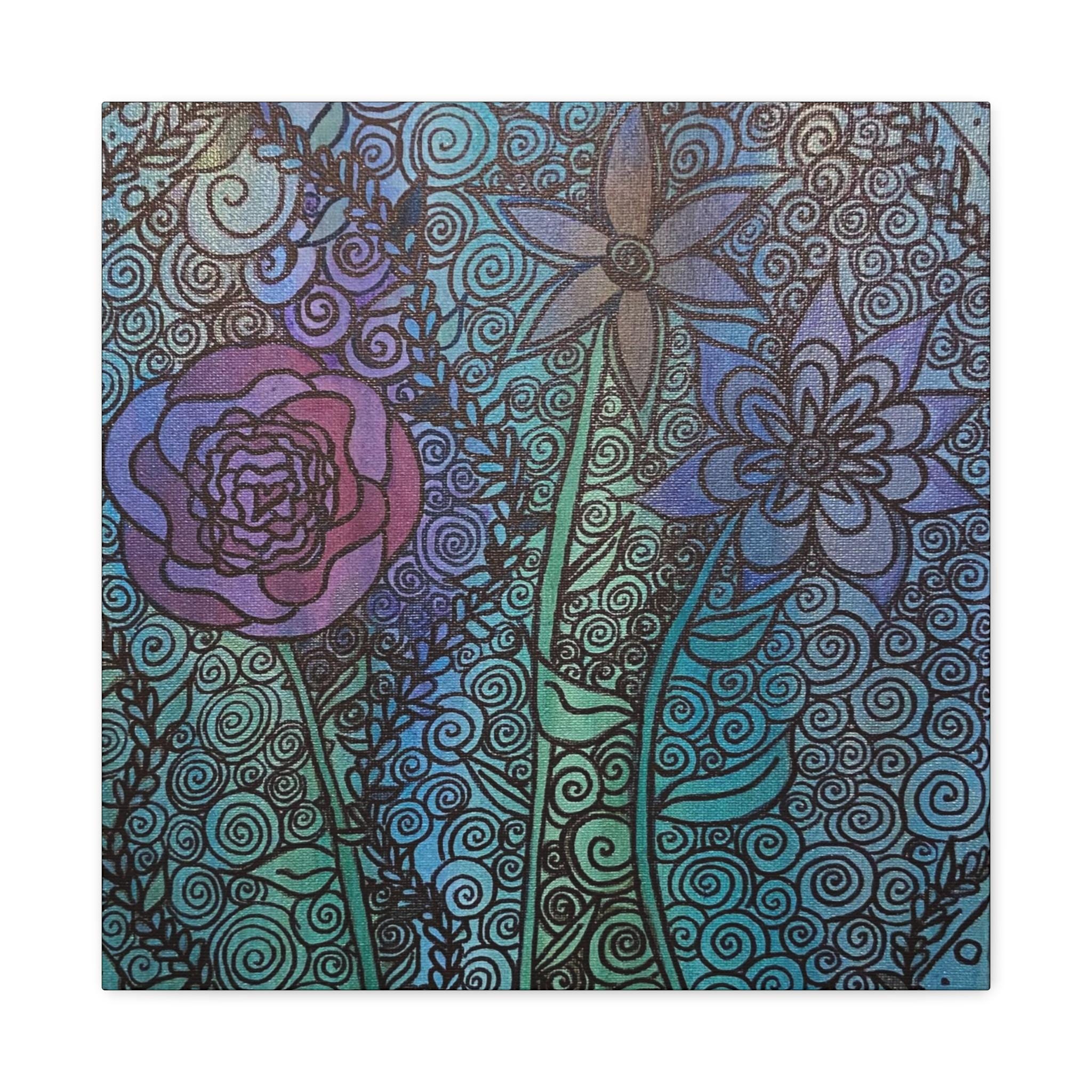 Flower Garden Splash on Canvas - Etsy