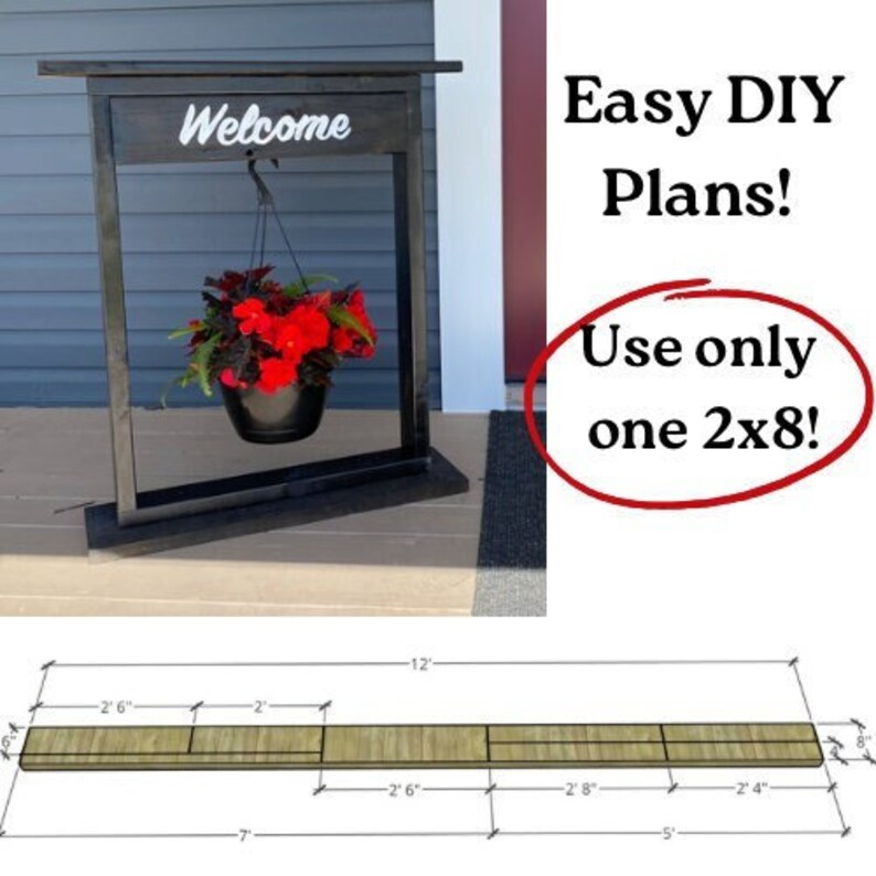 Hanging Flower Basket Frame Build Plans one 2x8 - Etsy